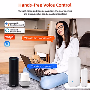 WiFi Door Sensor, Smart Window Door Sensor, Alexa Door Window Contact Sensor for Home Security, Door Open Detector with Alert Notification Compatible with Amazon Alexa, Assistant (1 Pack)