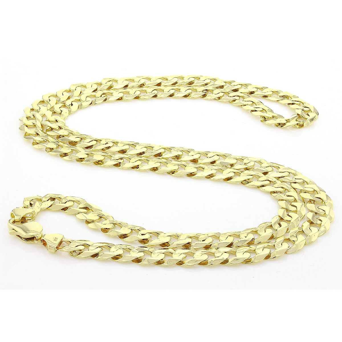 14K Real Genuine Solid Gold 9MM Extra Wide Flat Cuban Link Chain, Made in California,8"