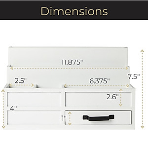 Blu Monaco White Desktop Organizer with Drawer & Pen Holder - Desk Organizers and Storage - Paper Organizer - Wood Bill Organizer for Desk - Mail Holder for Office Desk Organization Art Supply Storage