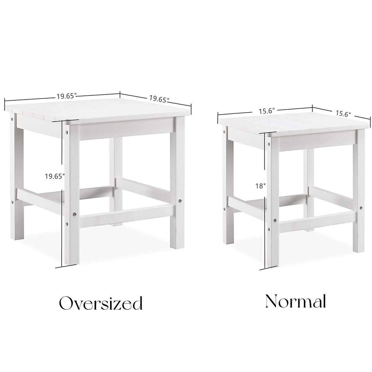 Pslivam Outdoor Side Table, 15.6" Poly Lumber Adirondack Side Table, Weather Resistant Patio Side Table for Poolside, Garden and Front Porch (White)