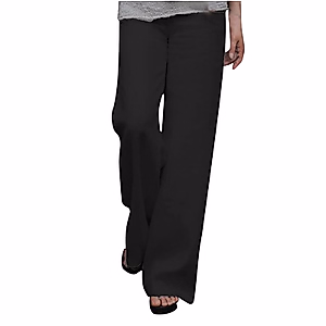 Bravetoshop Women's Summer Solid Color Elastic Waist Pants Casual Baggy Jogger Workout Trousers (Black,L)