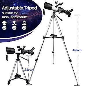 Telescopes for Adults Astronomy,70mm Aperture 400mm AZ Mount Telescope for Kids Beginners,Upgraded 3 Kellner Eyepieces,Refractor Telescope with Adjustable Tripod,Backpack and Phone Adapter