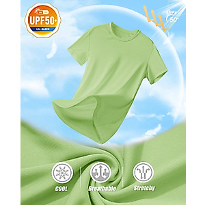 MAGCOMSEN Tennis Shirts for Women Dry Fit Tshirts Shirts Short Sleeve Rash Guard Uv Shirts for Women Sun Protection Running Tops Light Green,S