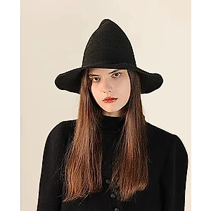 Youndcc Women's Witch Hat Christmas Halloween Party Foldable Cosplay Costume hat (Black)