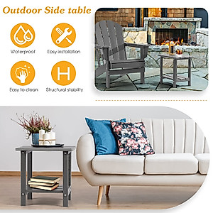 Apolimi Adirondack Outdoor Side Table, 2-Tier Sturdy Patio End Table Weather Resistant, 16.5" Solid Side Table for Patio, Pool, Porch (Grey)