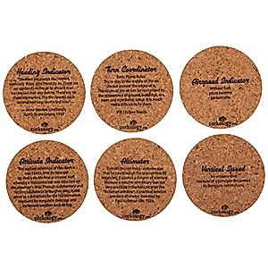 Corkology Aviation Set Flight Instruments Coasters, 3.75" dia, Cork