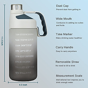 EAILGORL Water Bottles with Motivational Time Marker & Straw Leakproof BPA Free Reusble Flip Top Water Bottle for Sports and Fitness Enthusiasts (A3-White/Gray Gradient)