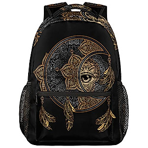 Backpack Boho Moon Sun Witchy Dream Catcher Laptop Computer Backpacks Waterproof College School Bookbag Casual Travel Hiking Camping Daypack for Women Men