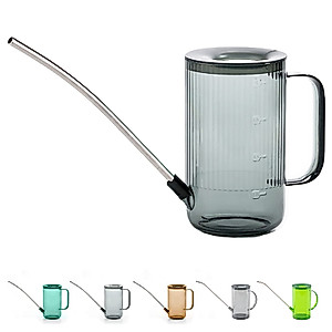 Long Spout Watering Can Indoor, Small Watering Cans for House Plants, Flowers, Succulents, 34oz (Grey)