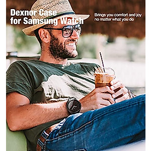 Dexnor for Galaxy Watch Active 2 Case with Band 44mm,[Built-in Adjustable Band & Screen Protector] Rugged Military Grade Shockproof Cover with Strap for Samsung Watch Active 2 44mm Women Men-Black