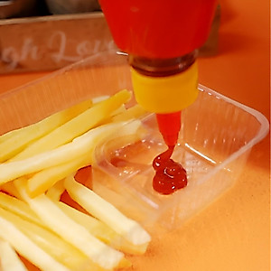 AHKUNMT 100 PC Nacho Trays Disposable, 12oz Plastic Nacho Containers with Chip and Dip Holder, 6x5 In 2 Compartments Clear Snack Trays for Kids,Parties, Movie Night Supplies (Plastic-100pc)