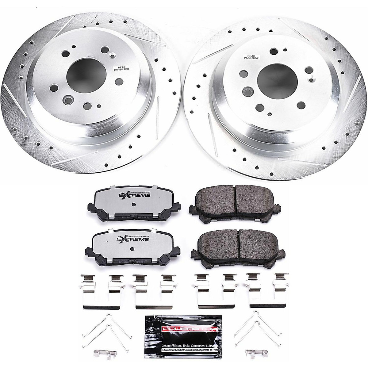 Power Stop K7727-36 Rear Z36 Truck & Tow Brake Kit, Carbon Fiber Ceramic Brake Pads and Drilled/Slotted Brake Rotors For Honda Passport, Honda Pilot, Honda Ridgeline [Model Specific]