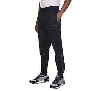 Spalding Mens Tricot Tapered Zipper Track Training Active Pants Jogger Sweatpants Black/Gravel Small