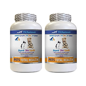 Dog Bad Breath Treats - Pets Total Health Support - for Dogs and Cats - Healthy Joints Eyes Teeth Hair Skin - Dog Vitamin e - 2 Bottles (120 Tablets)