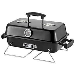 Portable Charcoal Grill, Tabletop Outdoor Barbecue Smoker, Small BBQ Grill for Outdoor Cooking Backyard Camping Picnics Beach by DNKMOR BLACK