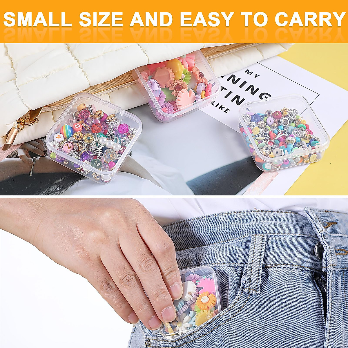 30 PCS Bead Organizer Box, Small Clear Plastic Bead Storage Containers, 1 Craft Storage Box with Hinged Lid, Mini Box for Jewelry Making DIY Bracelets Beading Nails Screws Seeds Small Parts