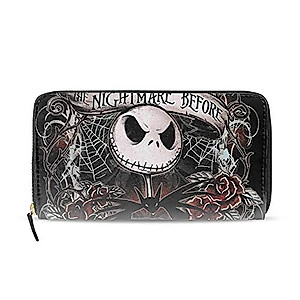 DZGlobal Women Printed Zip Around Wallet Halloween Art Soft PU Clutch Holder Purse