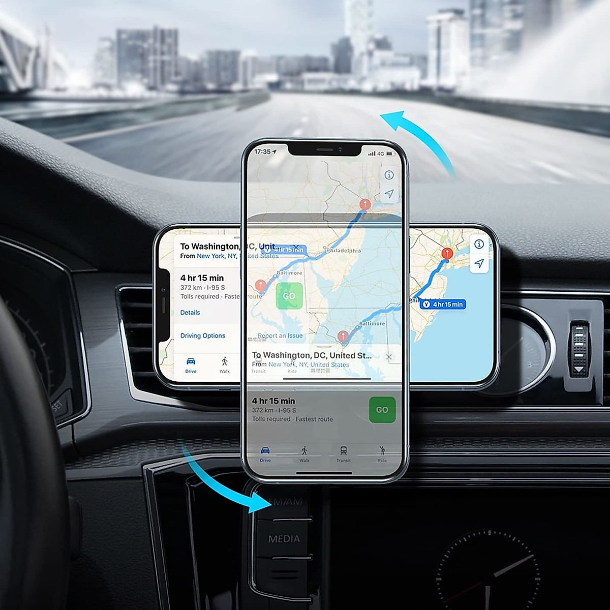 20W Magnetic Wireless Car Mount Charger, Compatible with MagSafe Car Charger Wireless Magnet Car Phone Holder Fast Charging for iPhone 14 15 Pro Max/14 Plus and 13/12 Series, Black