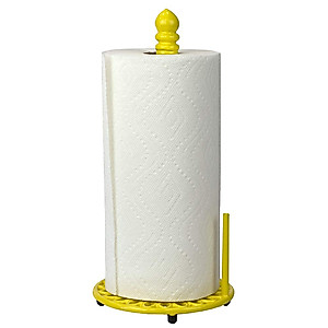 Home Basics Sunflower Cast Iron Paper Towel Holder with Dispensing Side Bar Free-Standing Kitchen Countertop, Dinning, Yellow