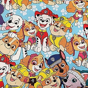 DAVID TEXTILES Paw Patrol Buddies Blue Cotton Fabric by The Yard, Multi, 45 Inches