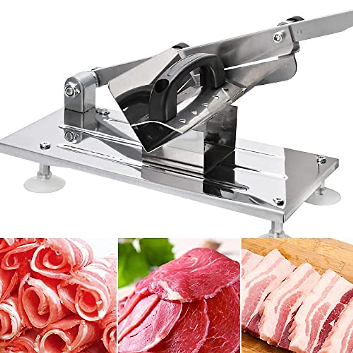 VETAKING Manual Frozen Meat Slicer Food Slicer Kitchen Meat Slicer Bread Cheese Fruit & Vegetable Stainless Beef Cutter Cutter Machine for Home Cooking of Hot Pot Shabu Shabu Korean BBQ