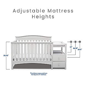 Delta Children Birkley Convertible Crib N Changer, Bianca White + Serta Perfect Slumber Dual Sided Recycled Fiber Core Crib and Toddler Mattress (Bundle)