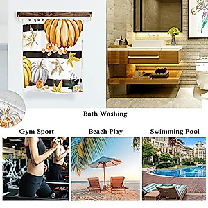 susiyo Fall Autumn Orange Pumpkins Hand Towels Luxury Print Bathroom Towel Highly Absorbent Extra Soft Fingertip Towels Multipurpose Towels for Yoga Gym Spa Hotel Bathroom (30 x 15 inch)