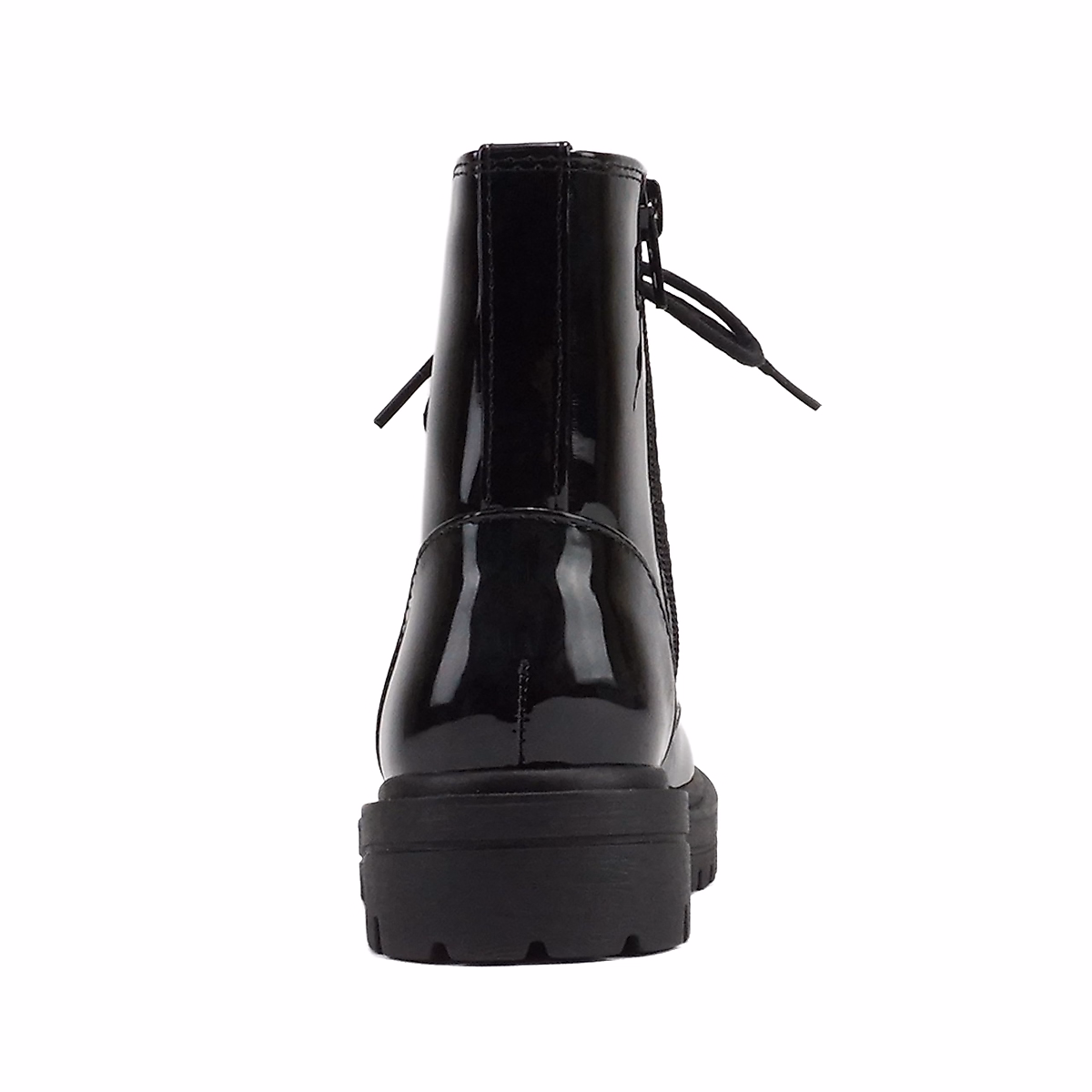 Soda FIRM-2 KIDS/CHILDREN/GIRLS Lug Sole Fashion Combat Ankle Bootie Lace up w/Side Zipper (PATENT BLACK, numeric_3)