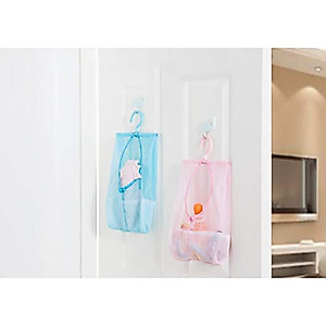 YARNOW Multipurpose Clothespin Bag with Hanger - Mesh Laundry Net | Foldable Hanging Storage Basket, Laundry Clothespin Hook Towel Net (Pink)