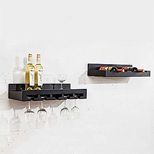 PIBM Stylish Simplicity Wine Shelf Wall-Mounted Wine Rack Bottle Holder Champagne Glass Locker Floating Shelf, b