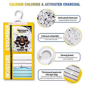 ZSZMFH 15 Pack Moisture Absorber & Max Odor Eliminator Hanging Bag, Charcoal Smell Remove Damp Musty Smell,Hanging Closet Dehumidifier Bags with 25g of Activated Charcoal (220g/pack) Yellow