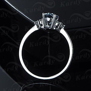 Kardy Fashion Gemstone Sea Blue Aquamarine Oval Cut 14K White Gold Engagement Women's Diamond Band Ring Set