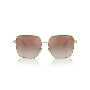 Ralph by Ralph Lauren Women's RA4142 Square Sunglasses, Shiny Pale Gold/Gradient Brown Mirrored, 59 mm