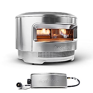 Solo Stove Pi Pizza Oven, Wood & Gas Burner | Incl. Stainless Steel Outdoor Pizza Maker, Wood Burning Assembly, Gas Burner, Cordierite Pizza Stone (13 mm thick), H: 15.125 in x Dia: 20.5 in, 30.5 lbs