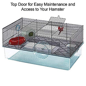 Favola Large Hamster Cage Includes Free Water Bottle, Exercise Wheel, Food Dish & Hamster Hide-Out Measures 23.6L x 14.4W x 11.8H-Inches & Includes 1-Year Manufacturer's Warranty