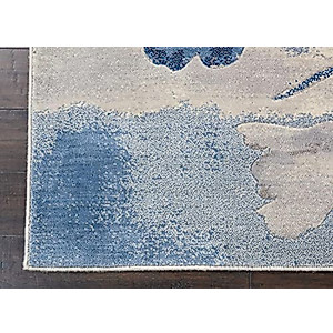 Nourison Somerset Floral Ivory/Blue 6'7" x 9'7" Area Rug, Easy Cleaning, Non Shedding, Bed Room, Living Room, Dining Room, Kitchen (7x10)