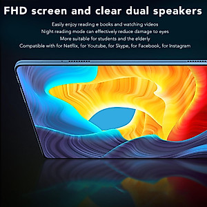 2 in 1 Tablet, 2 Speakers USB C Fast Charging 8 Core 2.4GHz 5G WiFi Connection Tablet FHD Screen 100‑240V Expandable Memory for Home (US Plug)