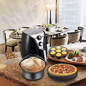 Air Fryer Accessories 9PCS for Gowise Gourmia Cozyna Ninja Air Fryer, Fit all 3.7QT - 5.8QT Power Deep Hot Air Fryer with 7 Inch Cake Barrel, Pizza Pan, Cupcake Pan, Oven Mitts, Skewer Rack,