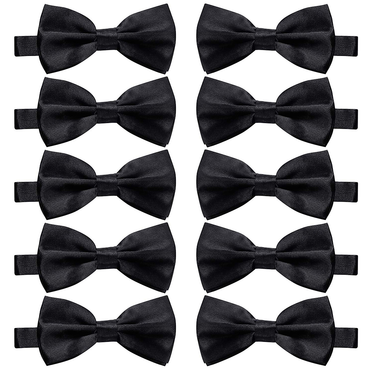 10 Pcs Elegant black Pre-tied Bow ties Formal Tuxedo Bowtie Set with Adjustable Neck Band,Gift Idea For Men And Boys