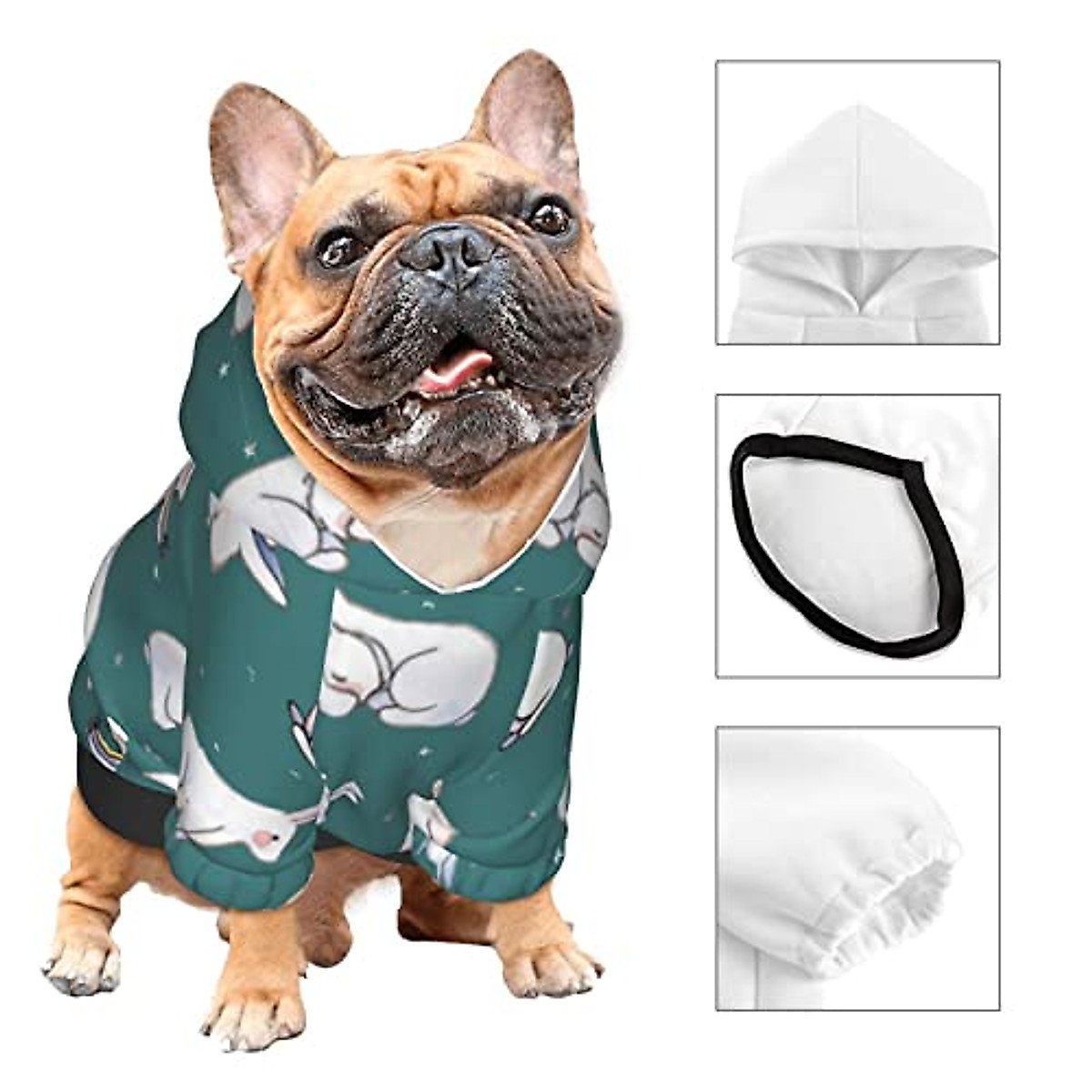 Small Pet Sweaters with Hat Watercolor-Rabbit-Easter-Bunnies Cat Puppy Hoodie Pet Hooded Coat X-Small