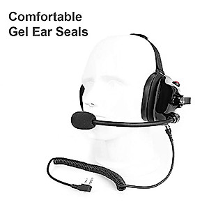 BANDARICOMM Two Way Radio Headset with Noise Cancelling Microphone, Volume Control Knob, Push to Talk, 3.5mm Input Jack Behind The Head Style Racing Headset
