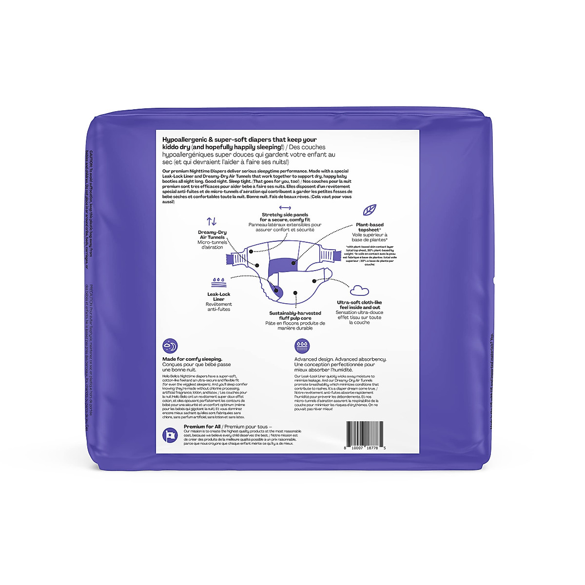 Hello Bello Premium Overnight Baby Diapers-Affordable Hypoallergenic and Eco-Friendly Extra Absorbent Diapers for Babies and Kids at Night-Size 5-Gender Neutral Design-72 Count (4 Packs of 18)