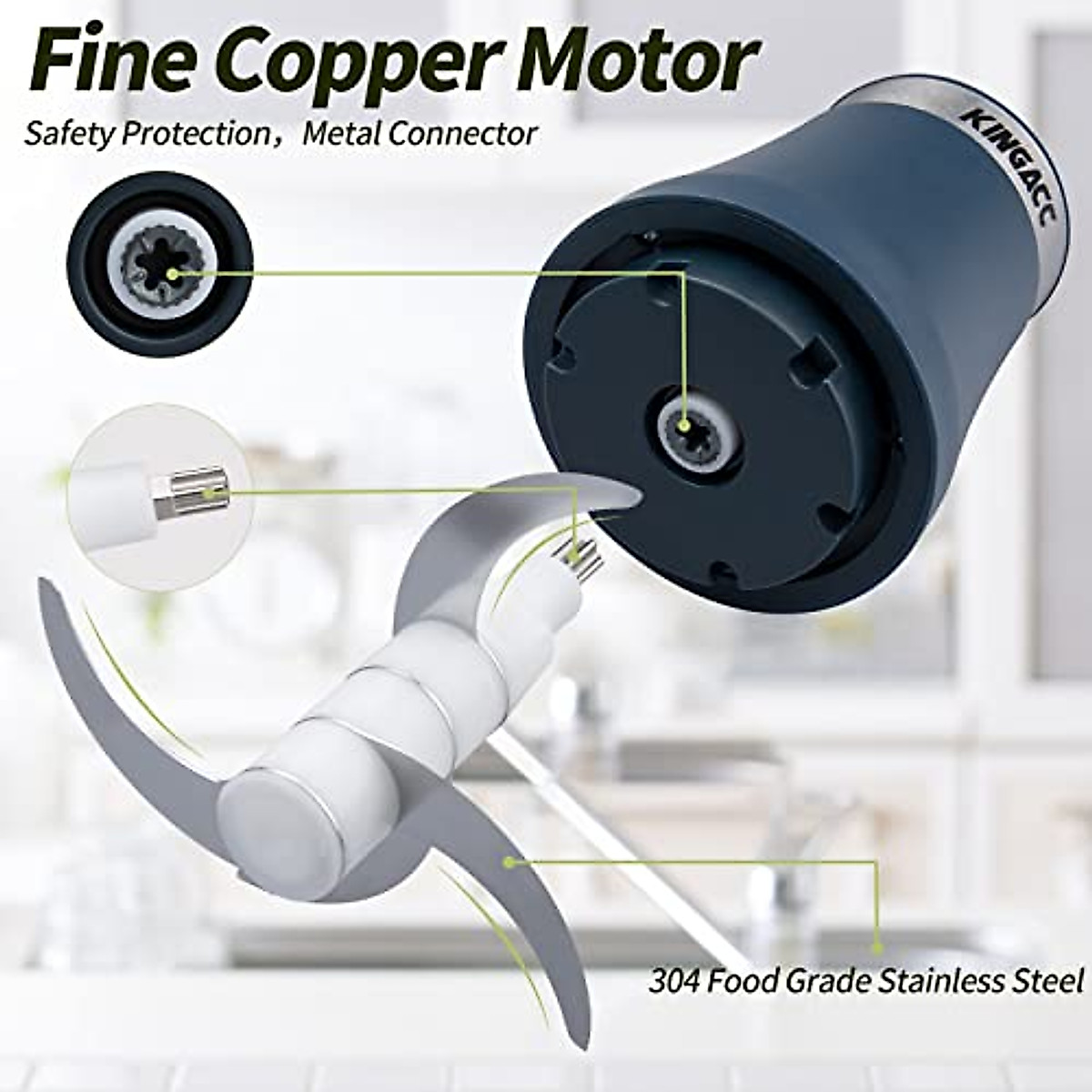 Electric Food Processor & Vegetable Chopper, 8-Cup Blender Grinder for Meat, Vegetables, Onion, Garlic, with 2L Stainless Steel Bowl and 4 Sharp Blades for Slicing, Shredding, Mincing, and Puree, 300W