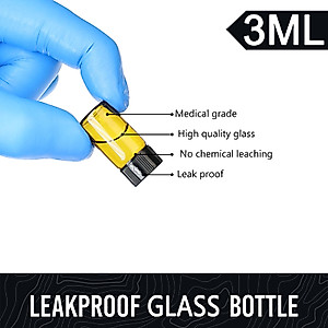 Newzoll 20pcs 3ml Mini Amber Glass Vials With Screw Caps, Small Bottles Sample Vials for Essential Oil and Perfume