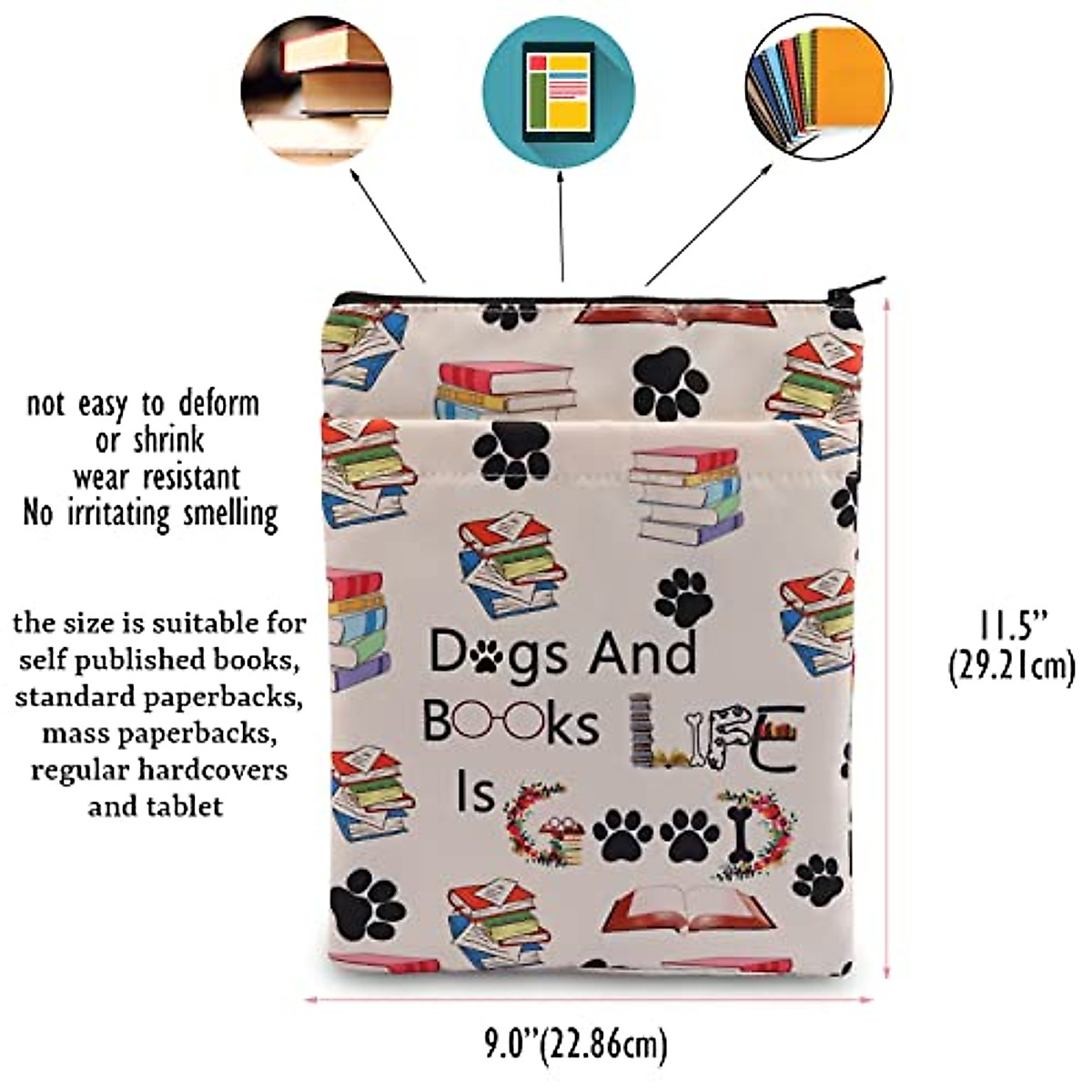 Dog Book Sleeve Book Lover Gift Dog Owner Gift Bookworm Book Protector Book Nerd Gift Pet Dog Mom Book Covers