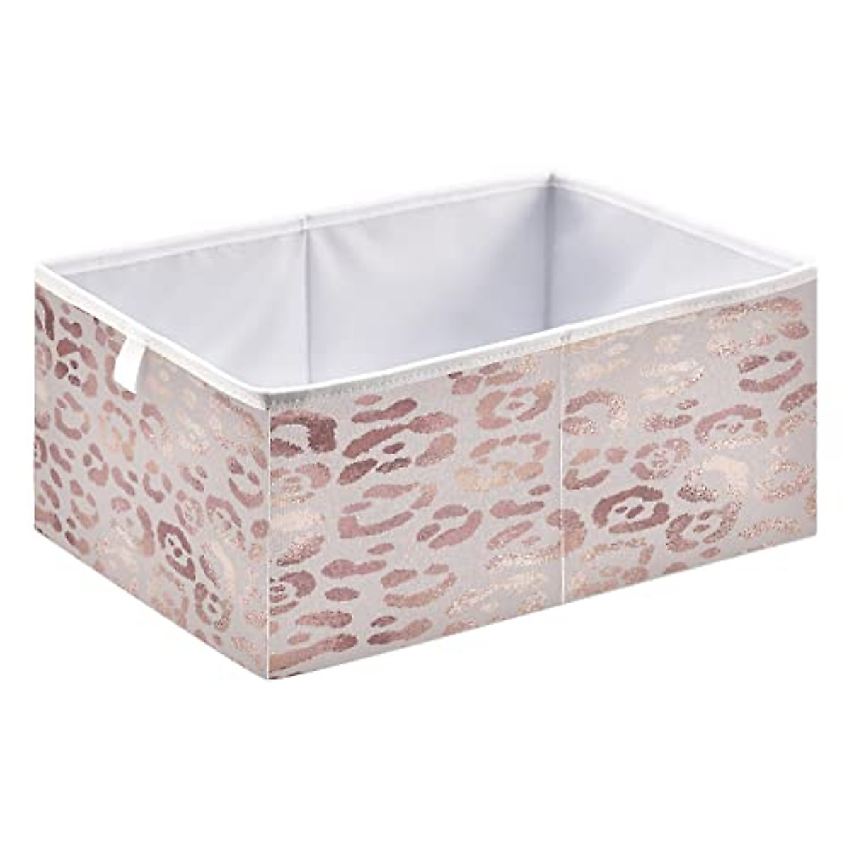 ALAZA Leopard Print Cheetah Rose Gold 11 Inch Cube Storage Bin Organizer Foldable Basket for Closet Cabinet Shelf Office