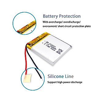 FREEDOH 3.7V 300mAh Polymer Lithium Battery 403030 Rechargeable Lithium-ion Battery Rechargeable Backup Battery (2pcs)