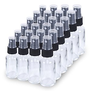 YONKAN 2oz Glass Spray Bottle, Fine Mist Boston Glass Bottles with Black Fine Mist Sprayer Small Clear Bottles for Essential Oils, Bath, Beauty, Hair & Cleaning, Clear, Pack of 48