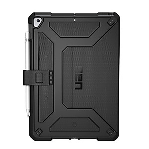 URBAN ARMOR GEAR UAG Designed for iPad 10.2 Case Black, 9th Generation 2021, 8th Gen 2020, Rugged Heavy Duty Protective Durable Folio Cover & Kick Stand, w/Pencil Stylus Holder, Metropolis Series