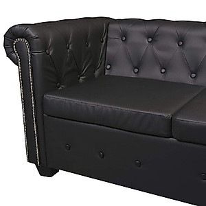 Festnight 5-Seater Sofa Faux Leather Upholstered L-Shaped Chesterfield Corner Sofa Couch with Cushions for Living Room, Home, Office Furniture 80.7 x 80.7 x 28.7 Inches (L x W x H)